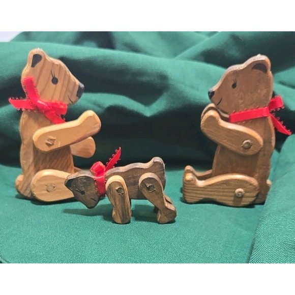 Artistry In Motion | Holiday | Wooden Bear Family Jointed Arms And Legs ...